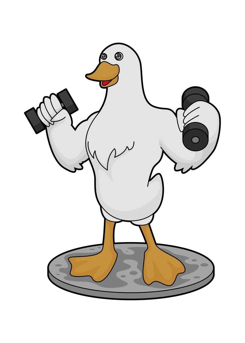 'Duck Bodybuilder Dumbbell' Poster by Markus Schnabel | Displate