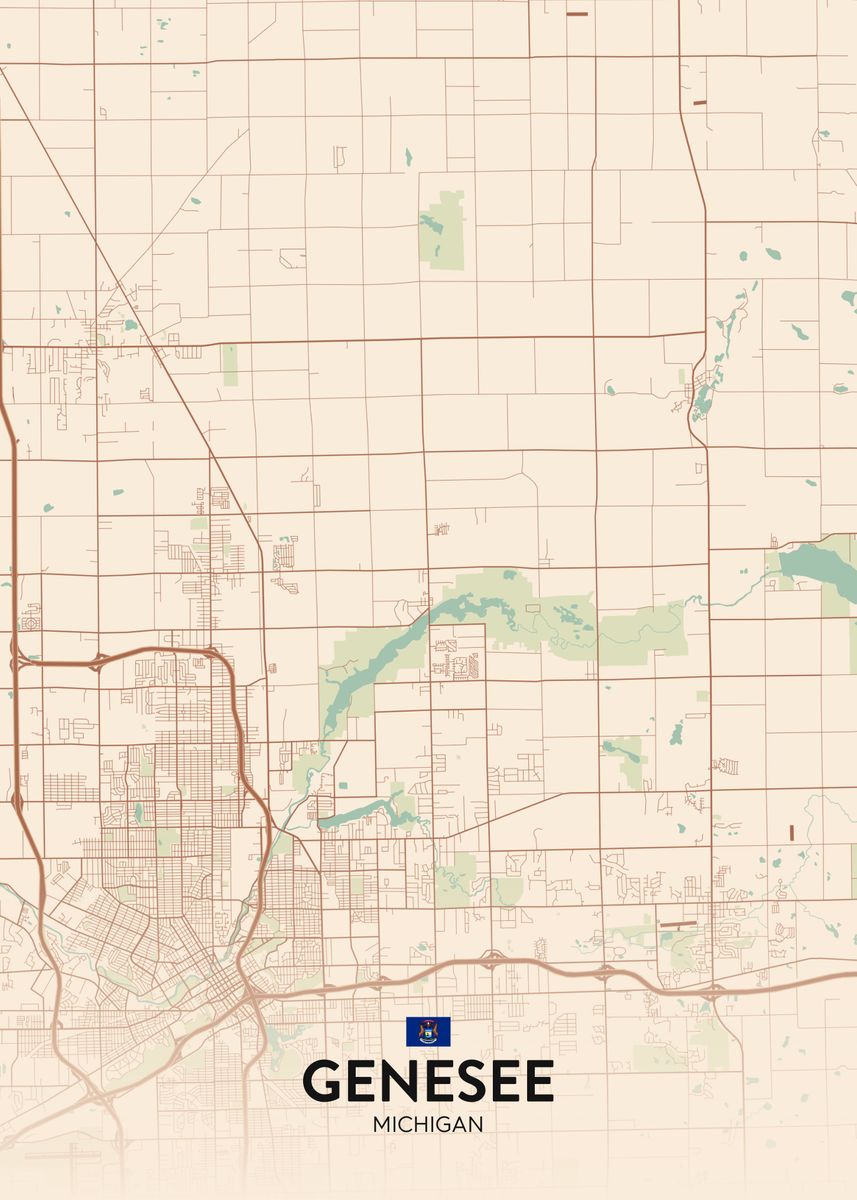 'Genesee MI' Poster, picture, metal print, paint by IMR Designs | Displate