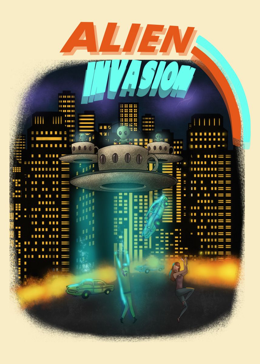'alien invation' Poster, picture, metal print, paint by Yacoub Al ...