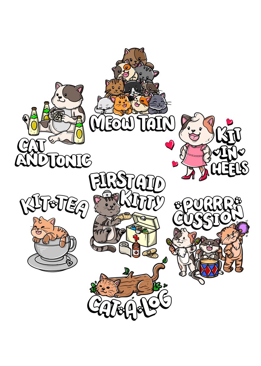 'Cute Funny Cat Pun Cute' Poster, picture, metal print, paint by ...