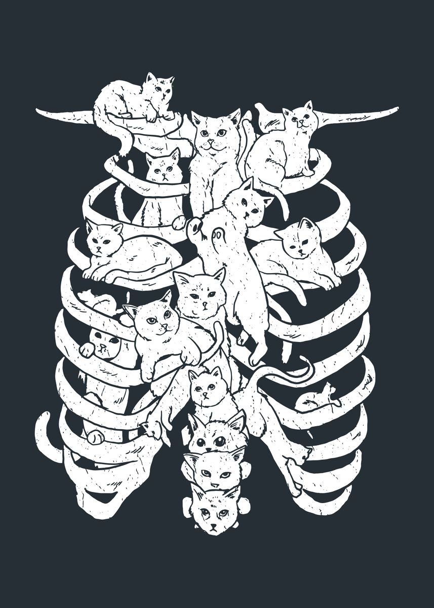 'Cat Spine' Poster, picture, metal print, paint by Izu | Displate