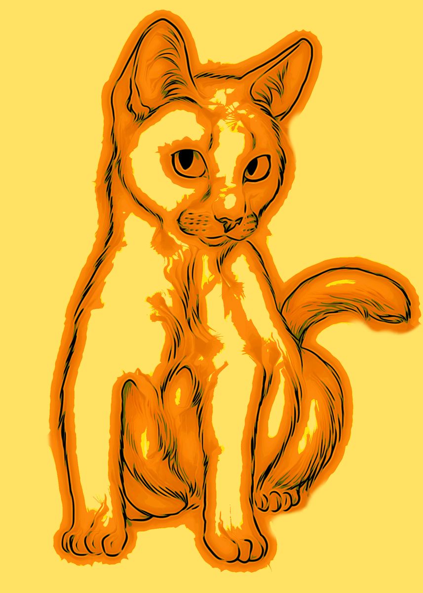 'Sitting Cat 2' Poster, picture, metal print, paint by Furiarossa and ...