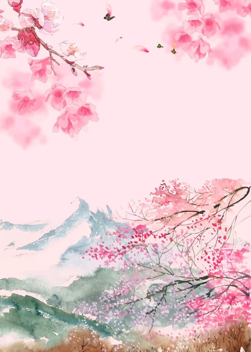 'Japanese Sakura' Poster, picture, metal print, paint by Chisato ...