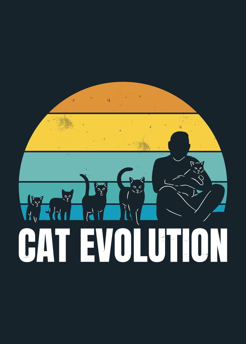 'Cat Evolution' Poster, picture, metal print, paint by Izu | Displate
