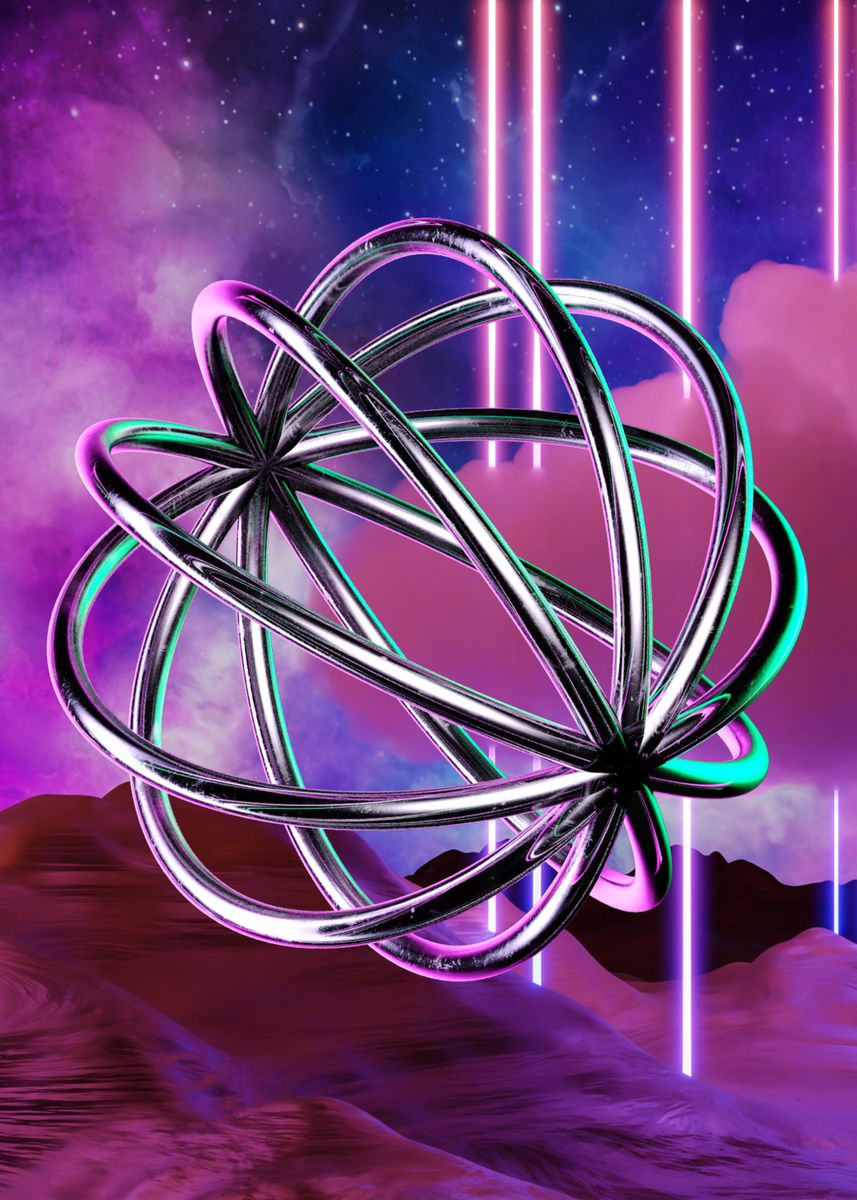 'Vaporwave Sphere' Poster, picture, metal print, paint by Simon Clement ...