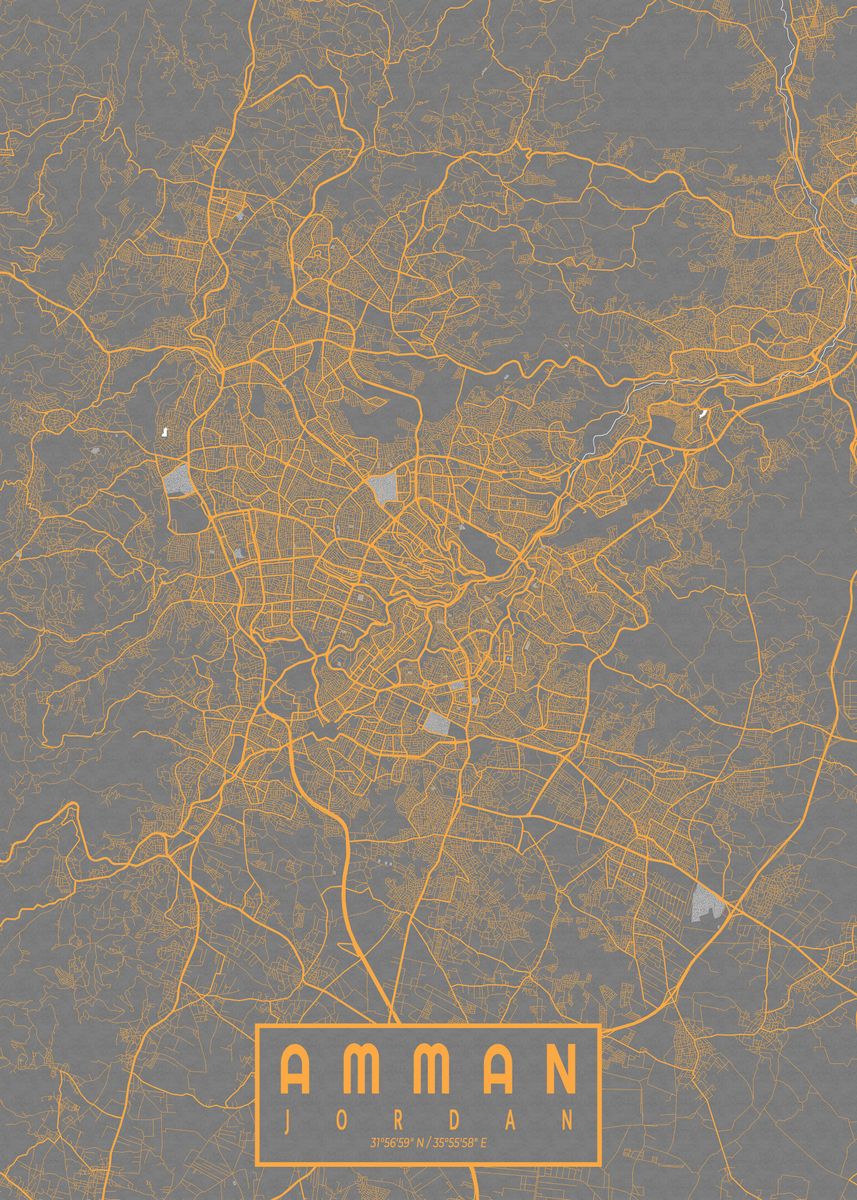 'Amman City Map Bauhaus' Poster, picture, metal print, paint by deMAP ...