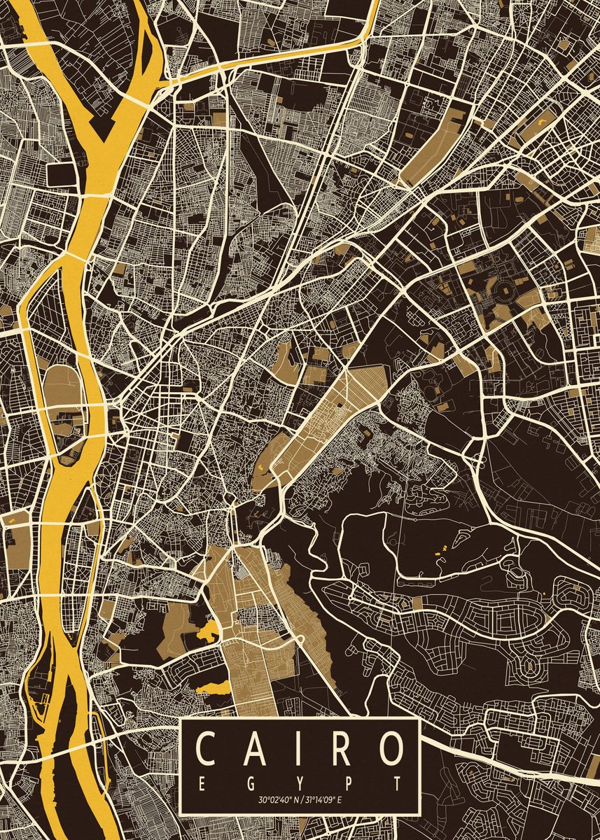 'Cairo City Map Pastel' Poster, picture, metal print, paint by deMAP ...