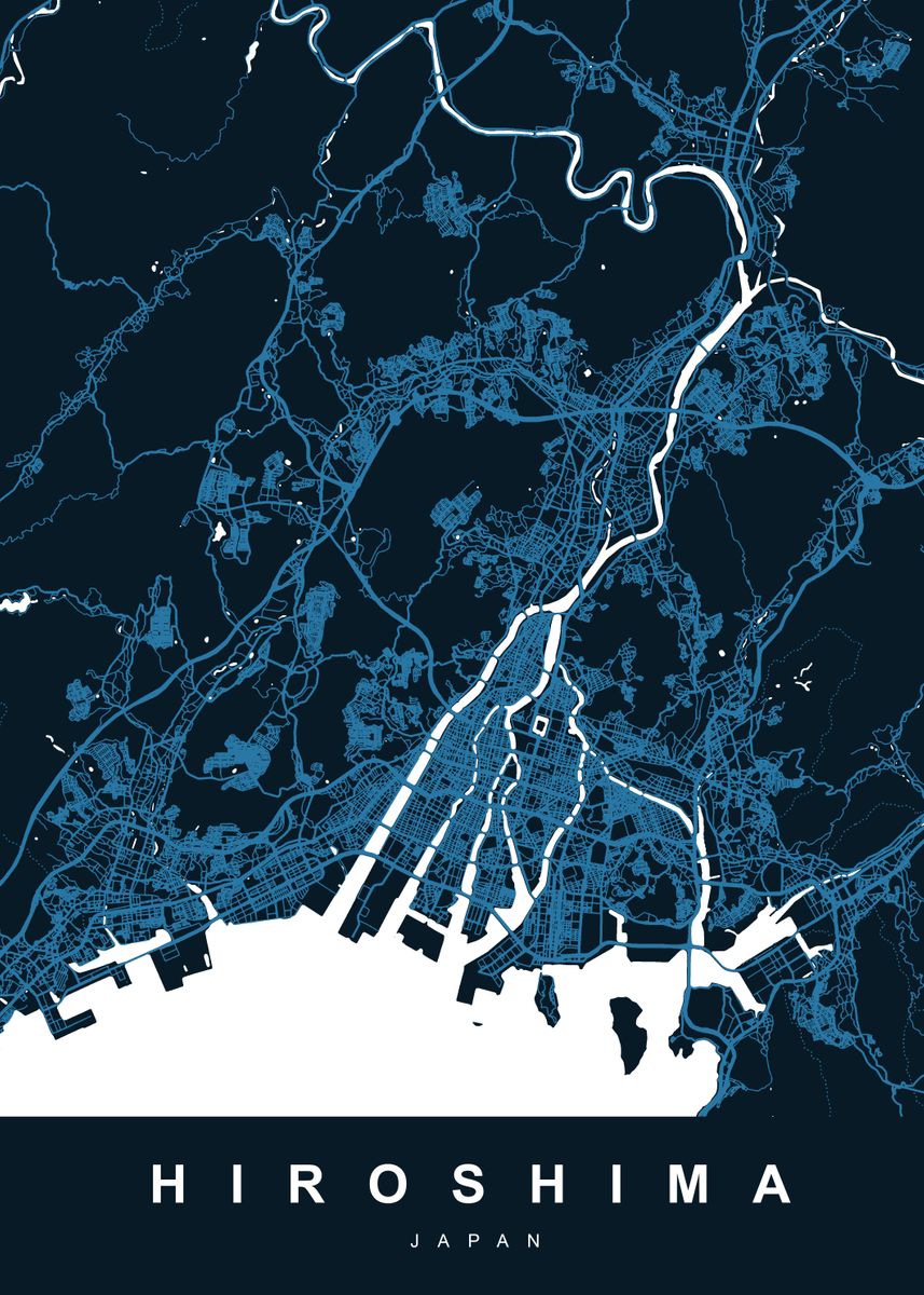 'HIROSHIMA Map JAPAN' Poster by UrbanMaps | Displate