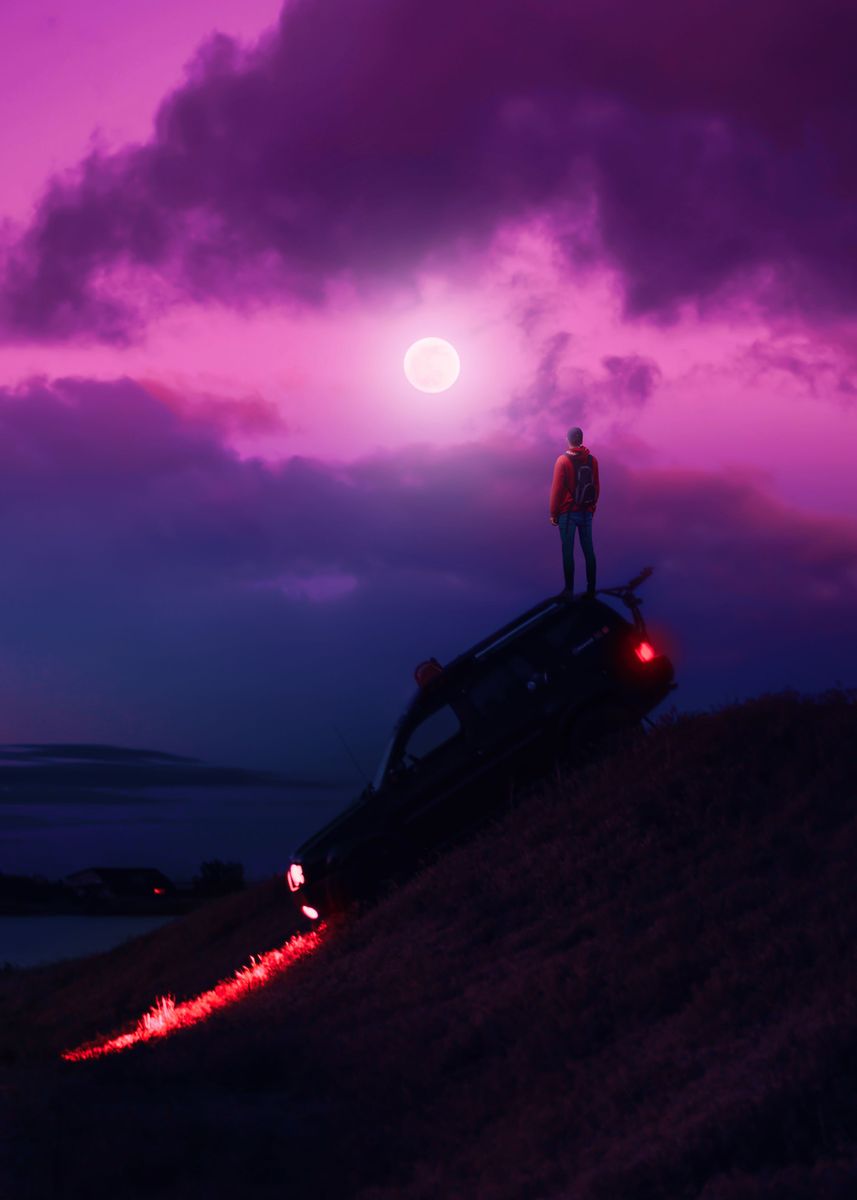 'Nightcall' Poster, picture, metal print, paint by Ritvik Takkar | Displate