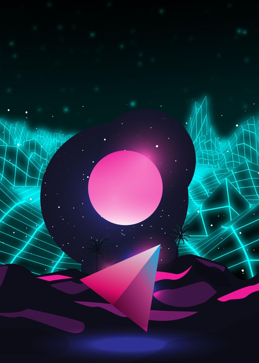 'Vaporwave Pyramid 2' Poster, picture, metal print, paint by Simon ...