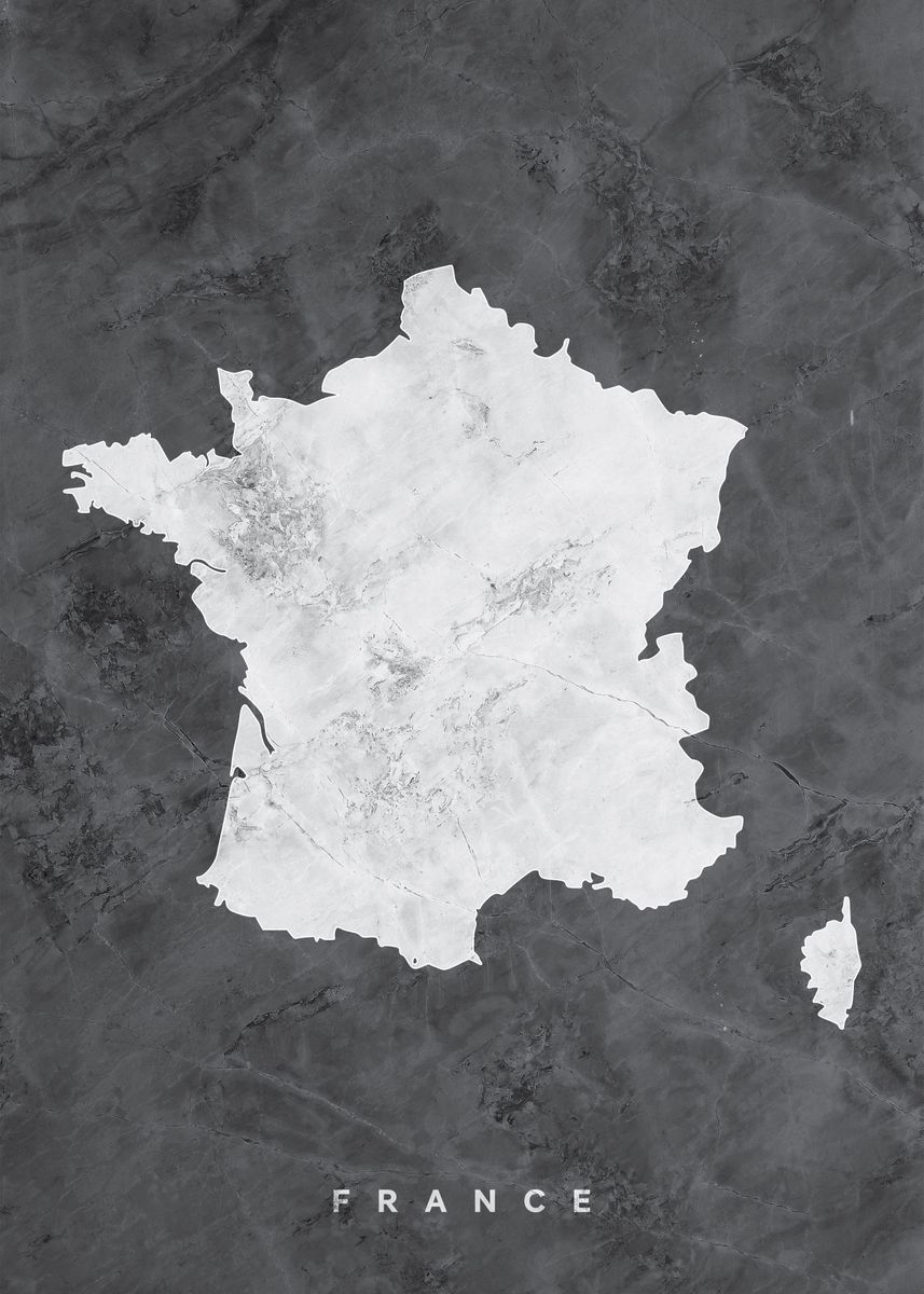 'France Marble Map' Poster, picture, metal print, paint by Visitify ...