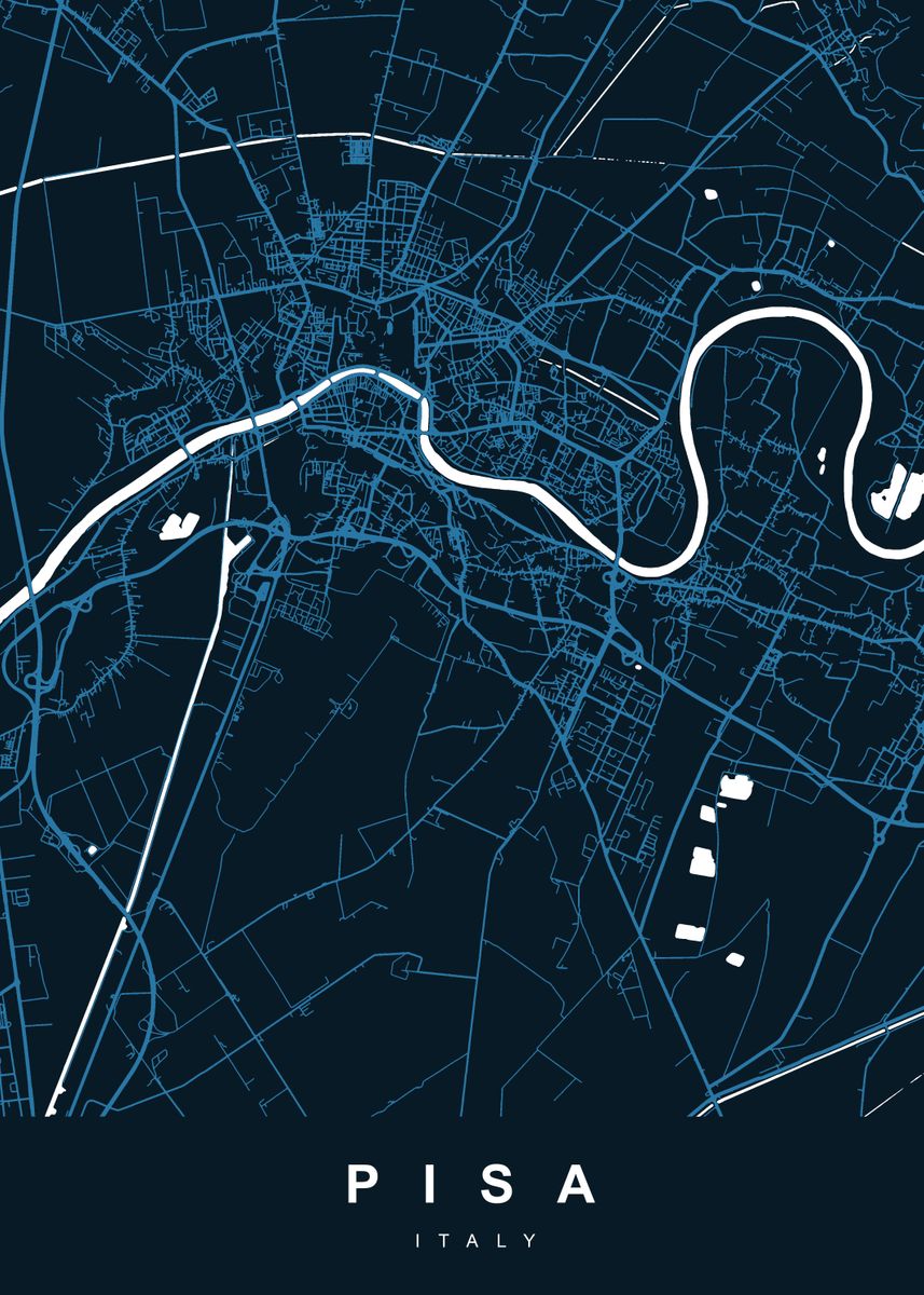 'PISA Map ITALY ' Poster, picture, metal print, paint by UrbanMaps ...