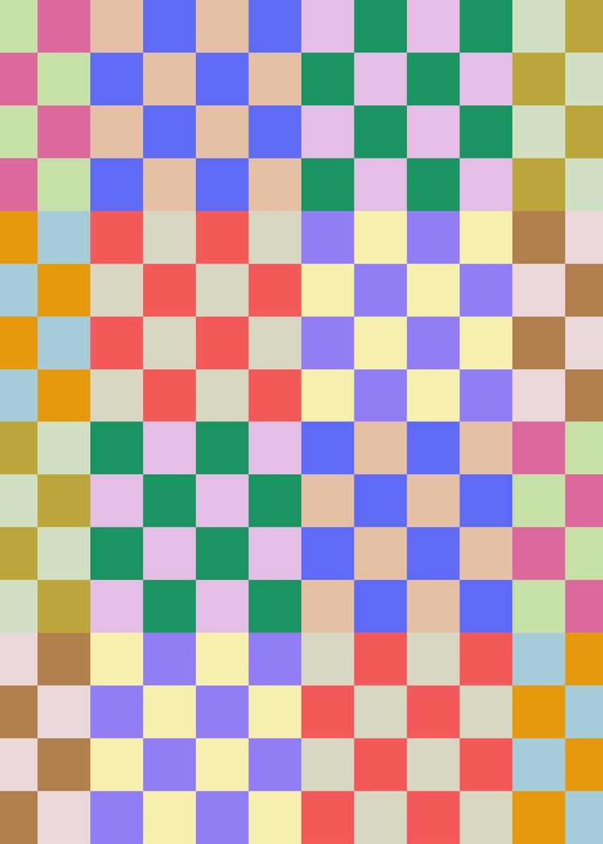 'Retro Geometric Checkers' Poster, picture, metal print, paint by ...