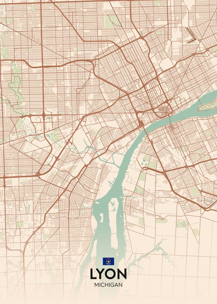 'Lyon MI' Poster, picture, metal print, paint by IMR Designs | Displate