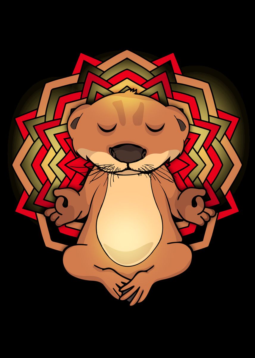 'Meditating Otter Gift Yoga' Poster, picture, metal print, paint by ...