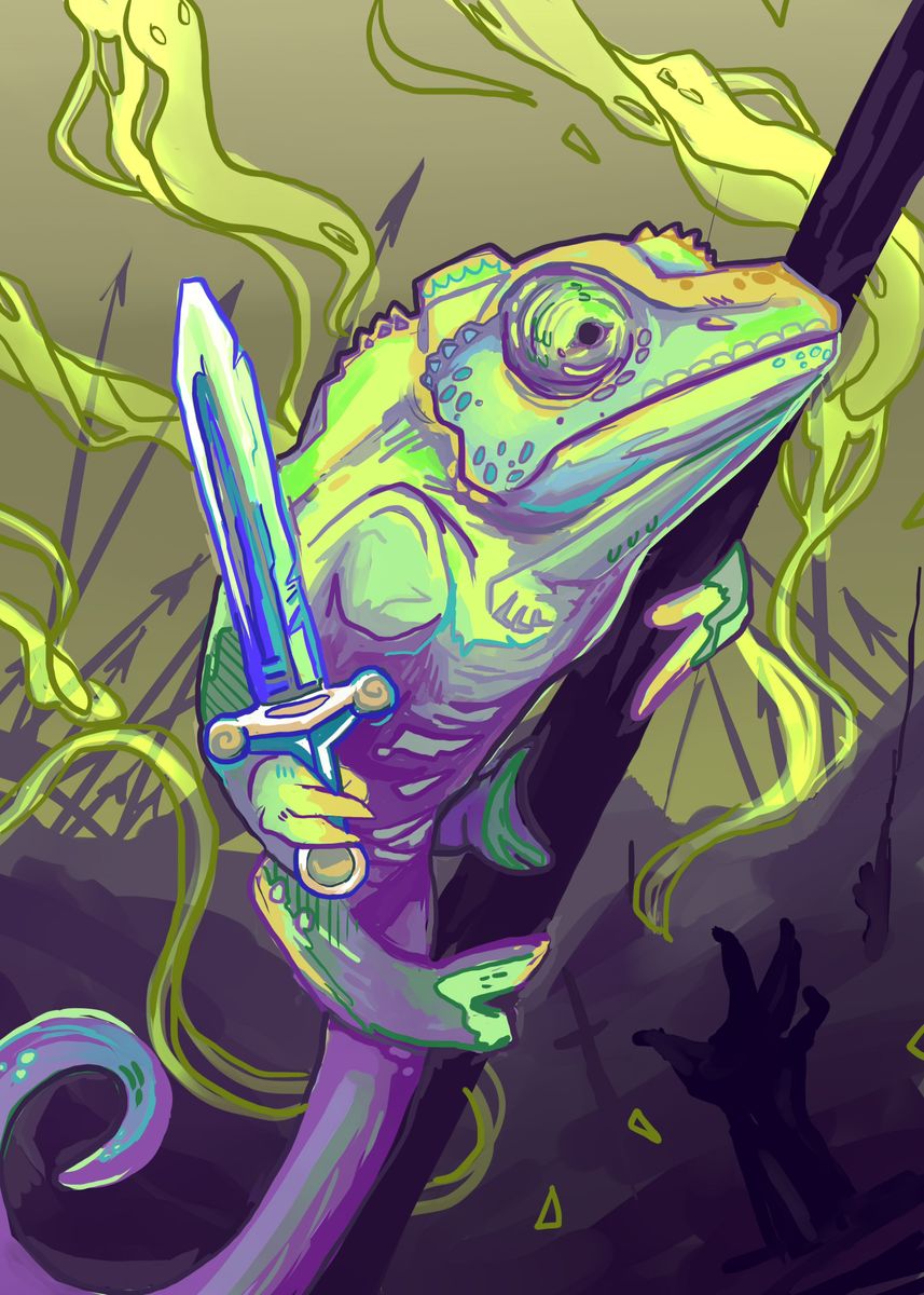 'Battle Chameleon' Poster, picture, metal print, paint by Grizarts ...