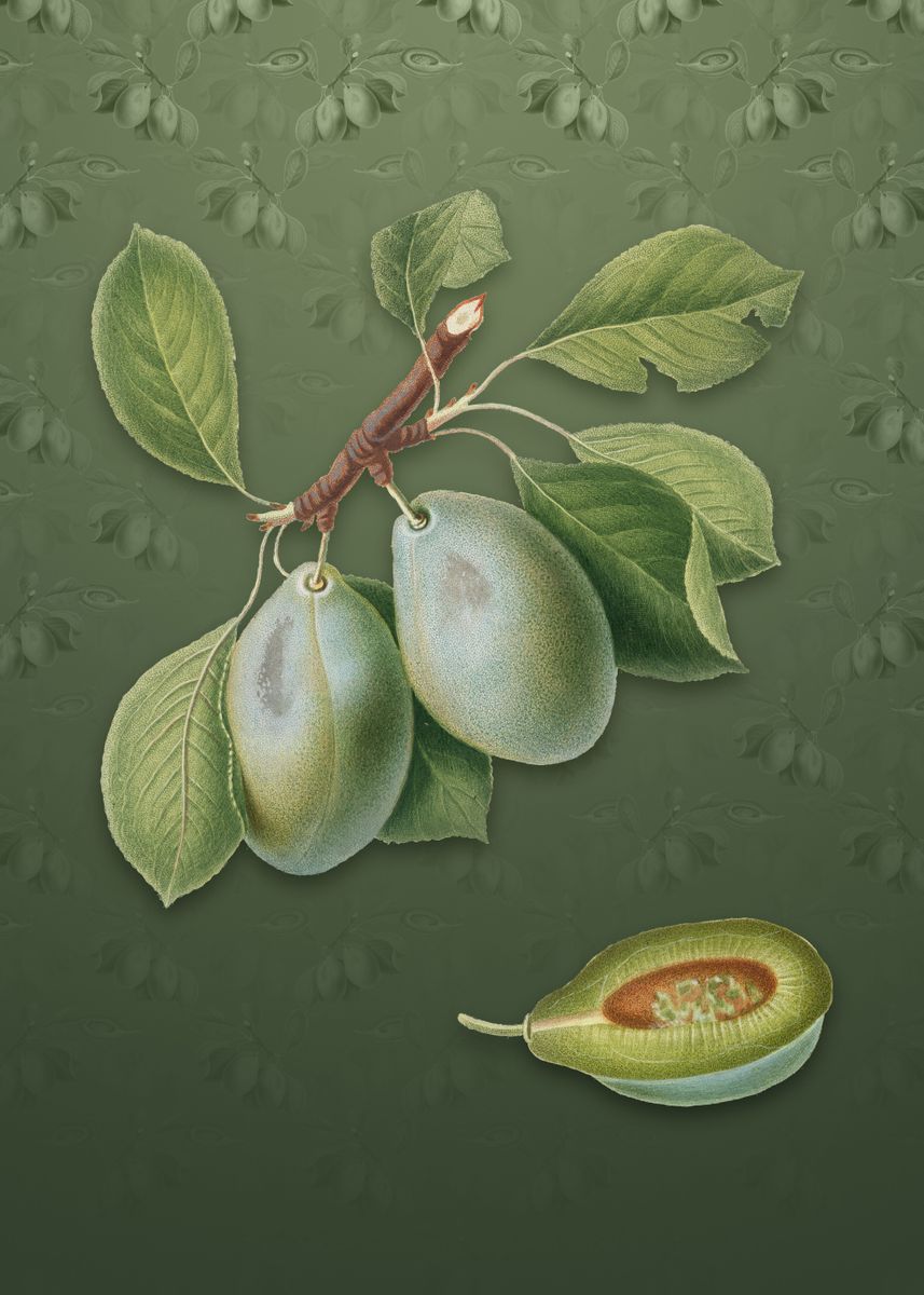 'Plum on Lunar Green' Poster, picture, metal print, paint by Holy Rock ...