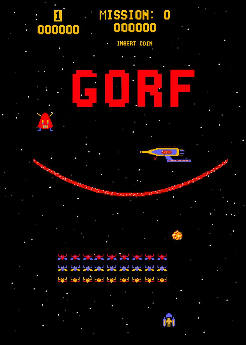 'Gorf retro old video game' Poster, picture, metal print, paint by ...