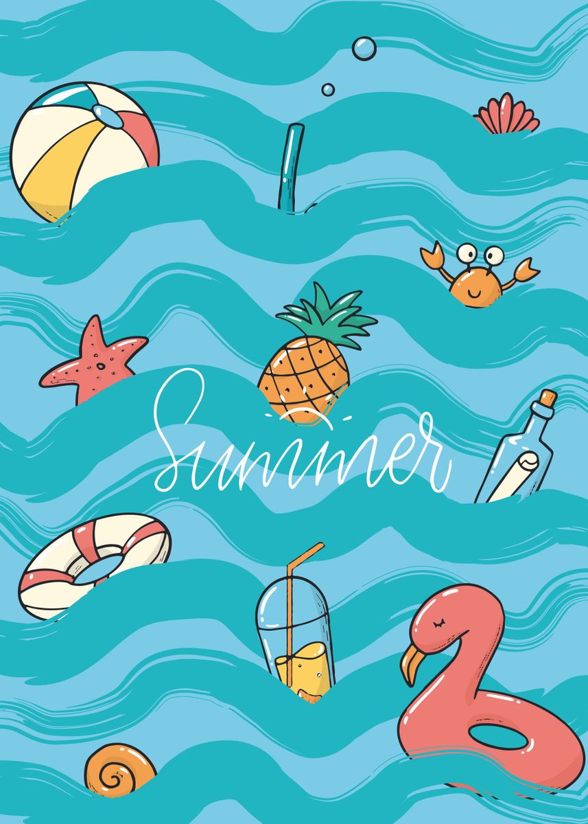 'Summer' Poster, picture, metal print, paint by Aesthetic Art | Displate