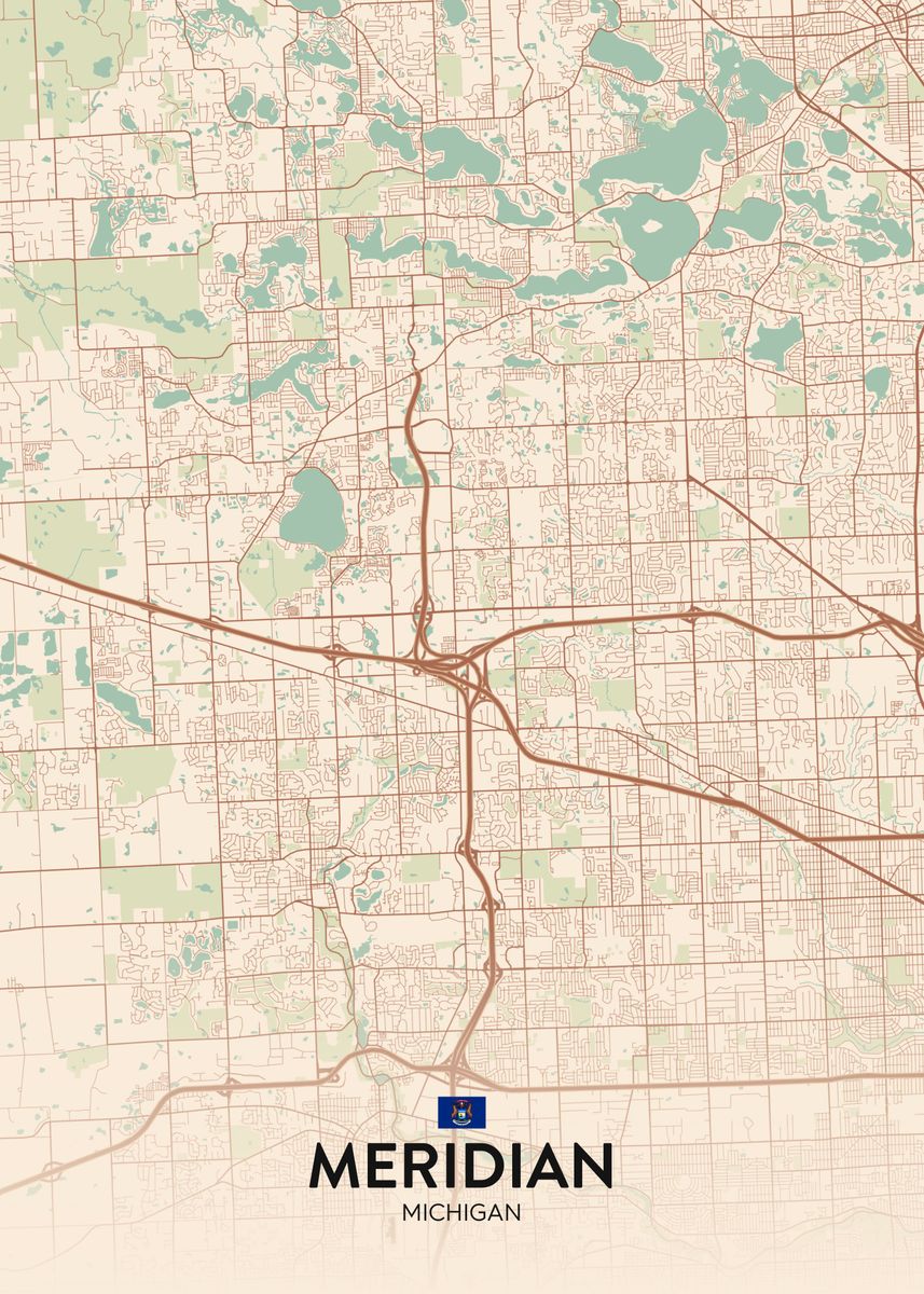 'Meridian MI' Poster, picture, metal print, paint by IMR Designs | Displate