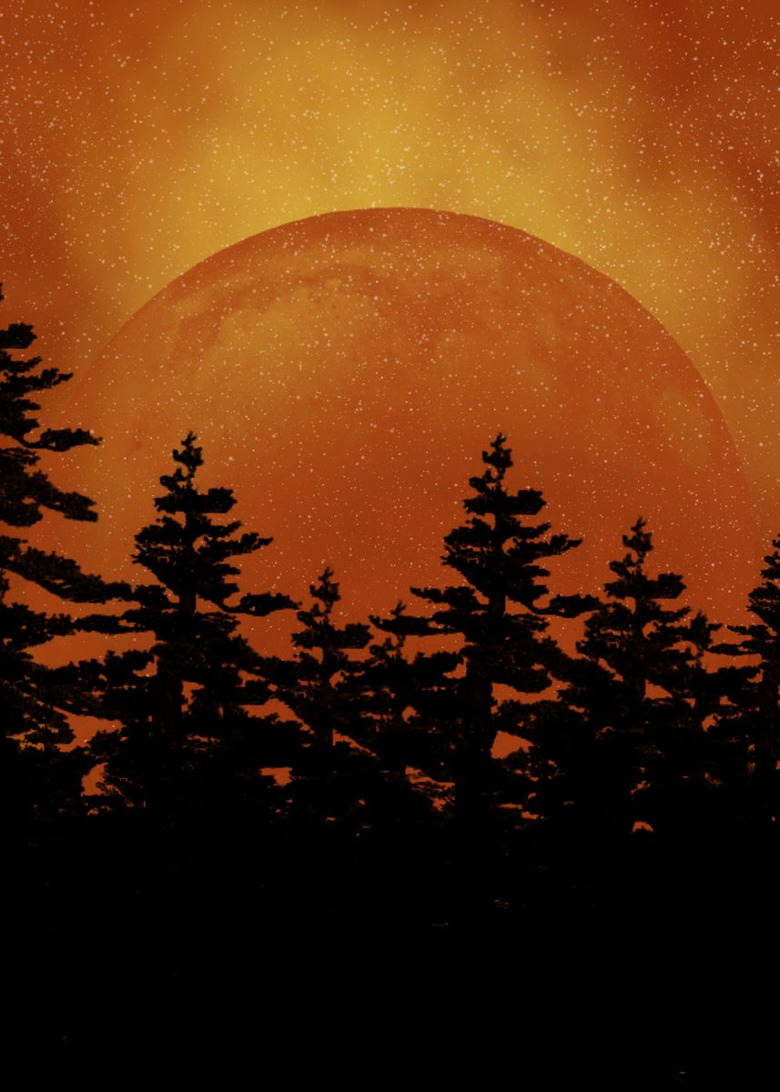 'Red Moon' Poster, picture, metal print, paint by Estetic Sigmul | Displate