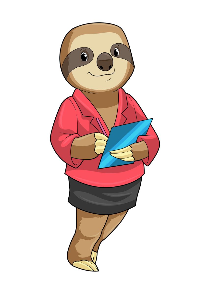 'Sloth Secretary Pen Paper' Poster by Markus Schnabel | Displate