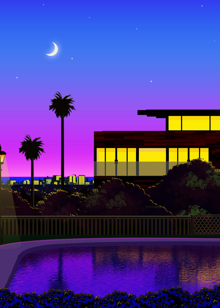'Late Night Lights' Poster, picture, metal print, paint by Artful Vista ...