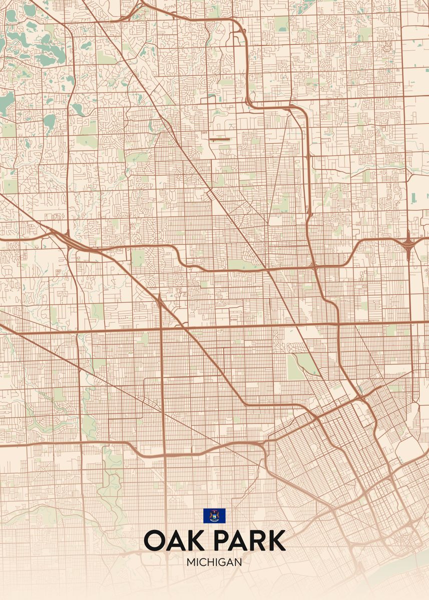 'Oak Park MI' Poster, picture, metal print, paint by IMR Designs | Displate