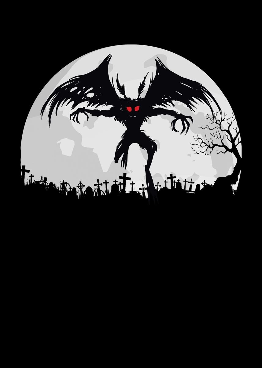 'Mothman Cryptid Vintage' Poster, picture, metal print, paint by Phil ...