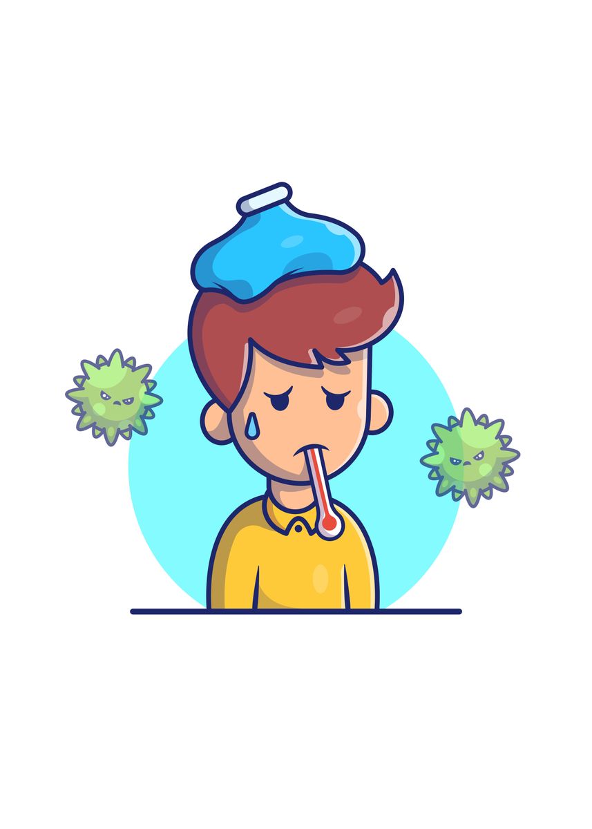 'Boy with Fever And Flu ' Poster, picture, metal print, paint by ...