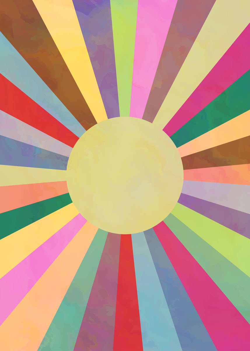 'Retro Sunshine' Poster, picture, metal print, paint by Prawny | Displate