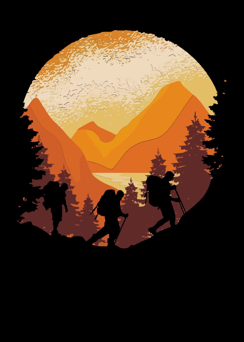 'Hiking' Poster, picture, metal print, paint by G Design | Displate