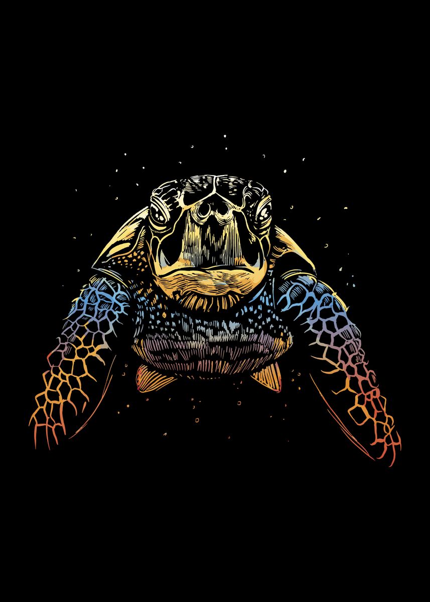 'Colorful turtle animal' Poster by thetshirtshop2020 | Displate