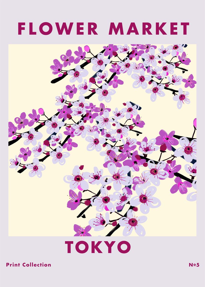 'Flower Market Tokyo No 5' Poster, picture, metal print, paint by EDM ...