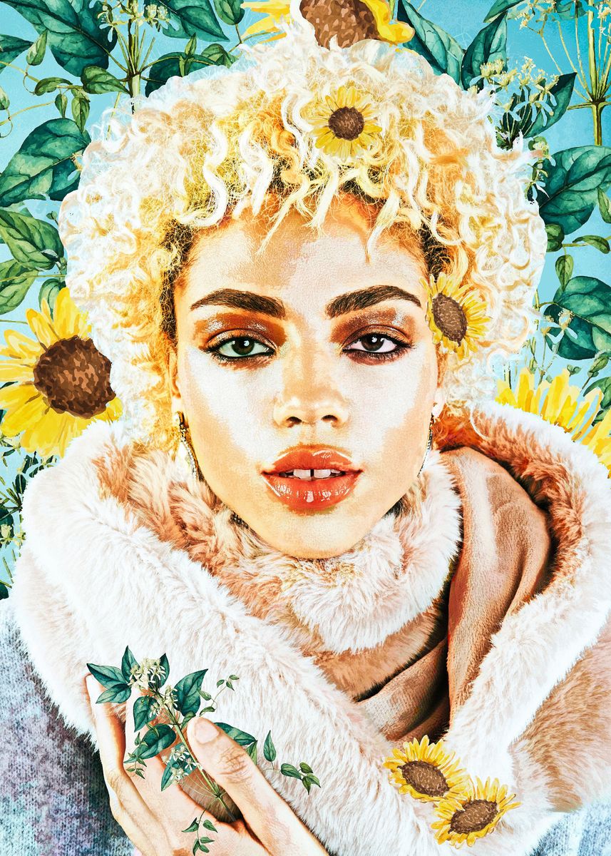 'Miss Sunflower' Poster, picture, metal print, paint by 83 Oranges by ...