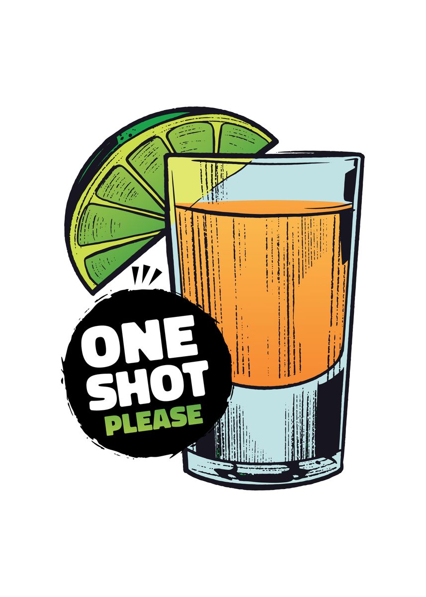 'Tequila shot drink design' Poster, picture, metal print, paint by ...