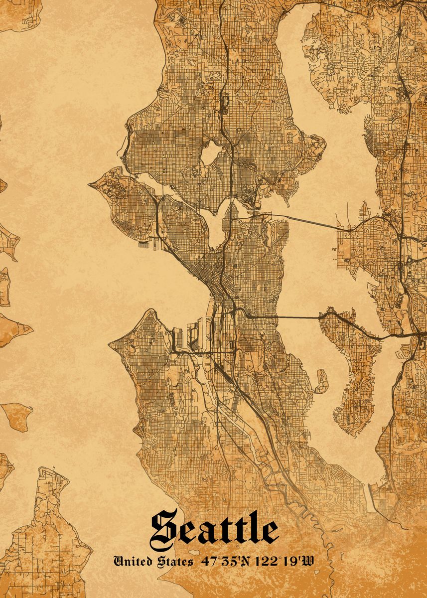 'Seattle' Poster, picture, metal print, paint by HEMERSON | Displate