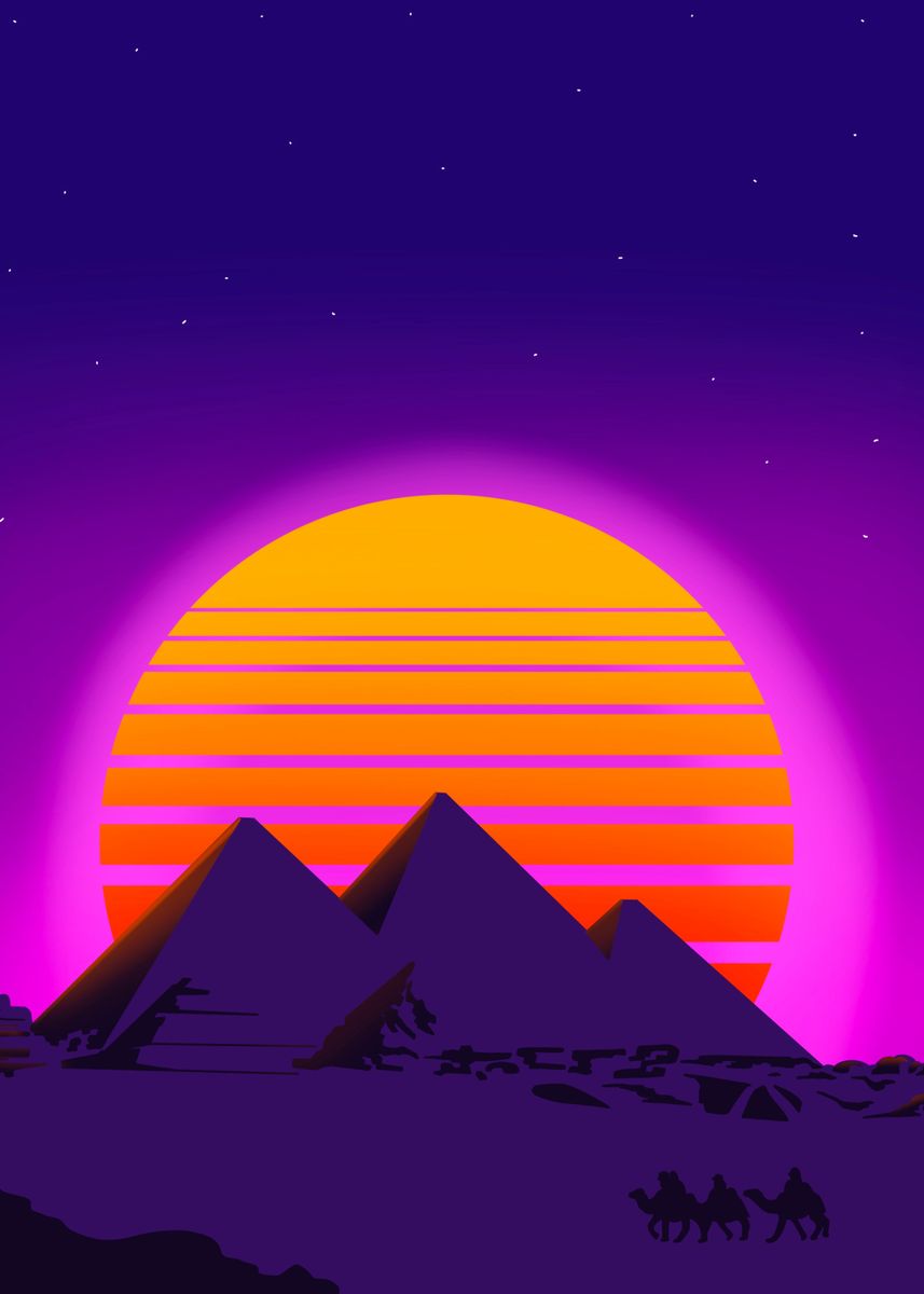 'Pyramid Retro Neon Light' Poster by Adriel Vector | Displate