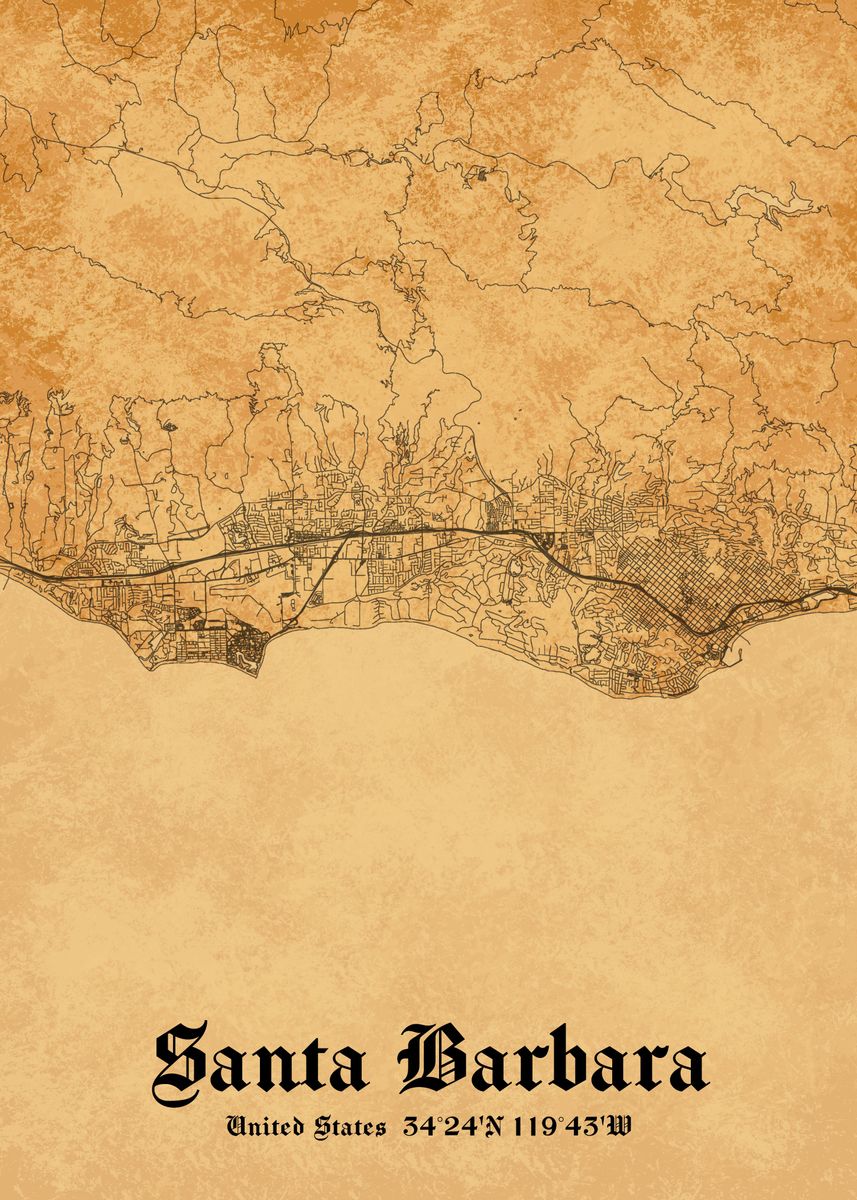 'Santa Barbara' Poster, picture, metal print, paint by HEMERSON | Displate