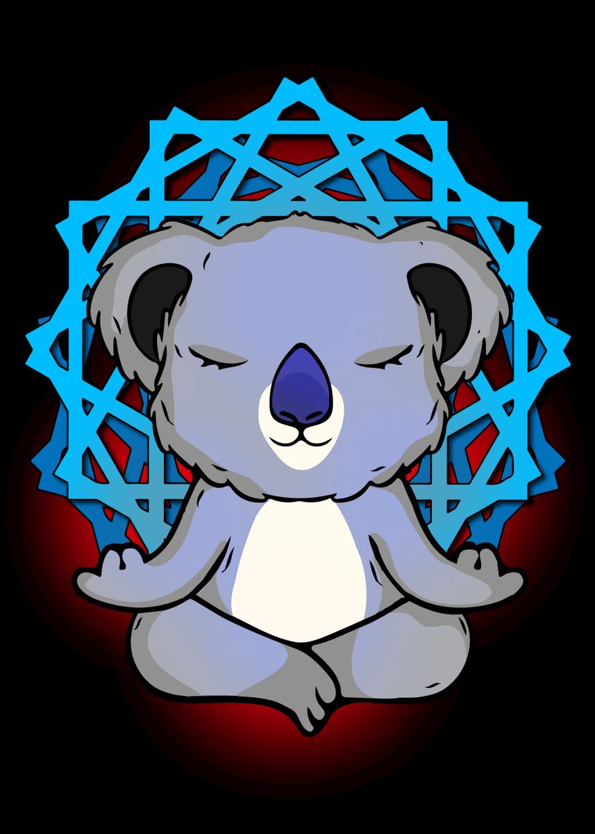 'Meditation Gift Koala Yoga' Poster, picture, metal print, paint by ...