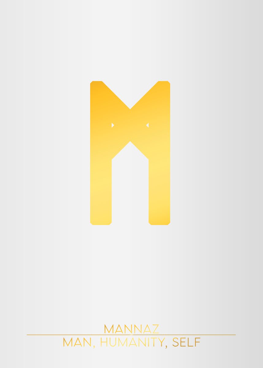 'Mannaz Rune' Poster, picture, metal print, paint by HTomas | Displate