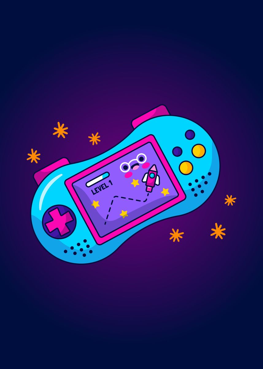 'Kawaii retro video games' Poster, picture, metal print, paint by ...