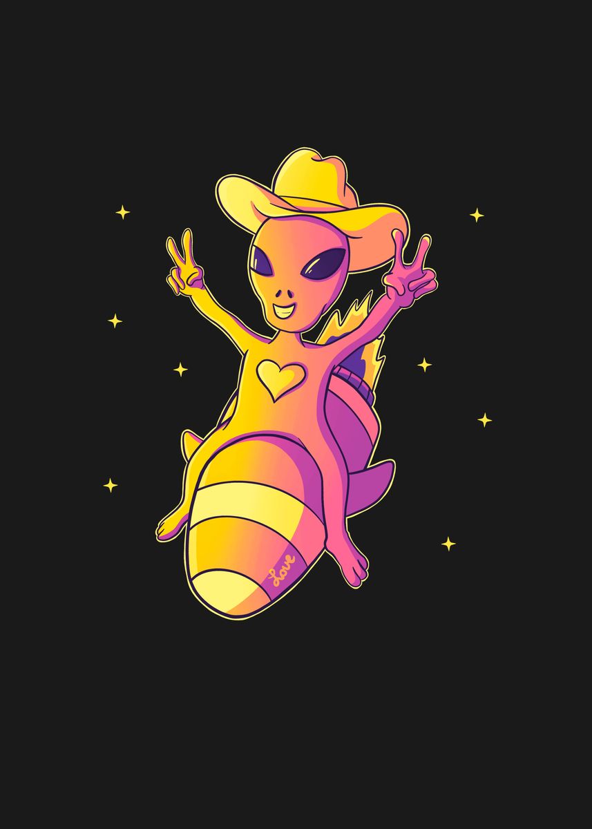 'Alien Cowboy Love Space' Poster by Foxxy Merch | Displate