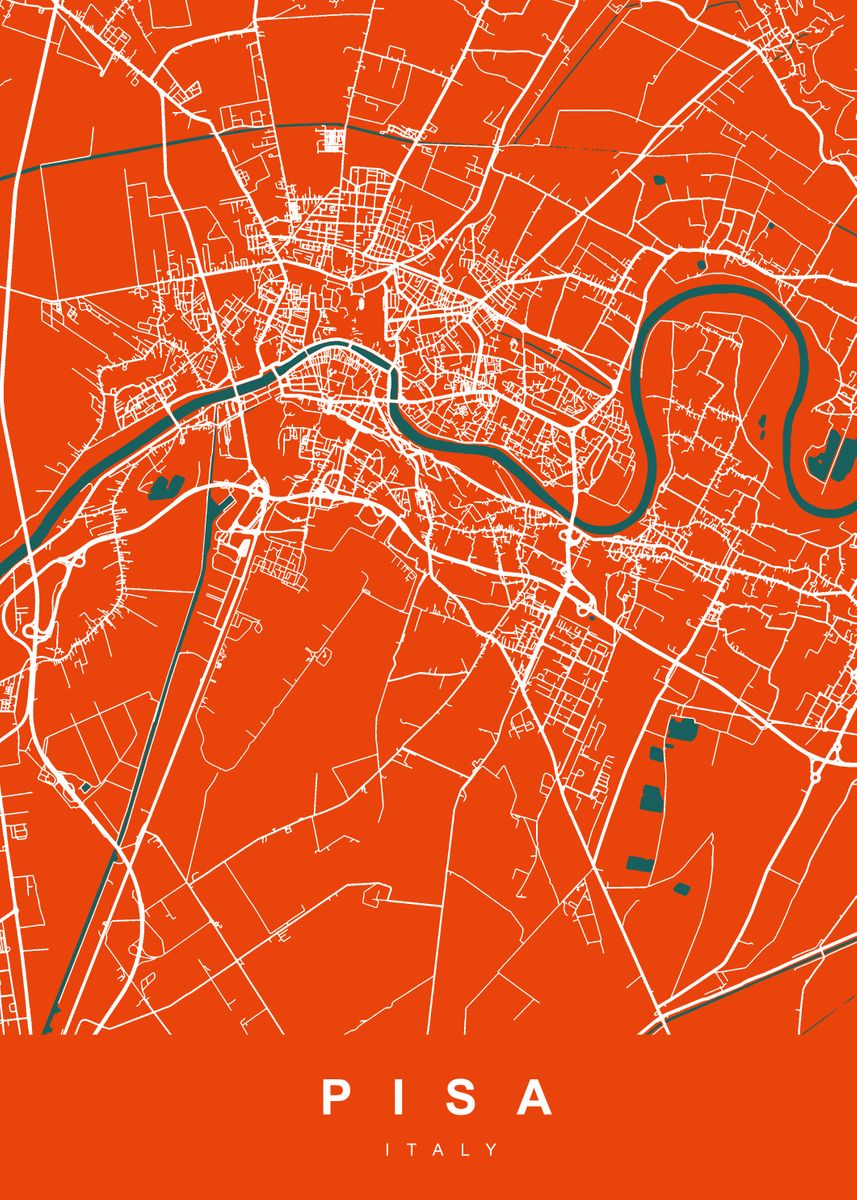 'PISA Map ITALY ' Poster, picture, metal print, paint by UrbanMaps ...