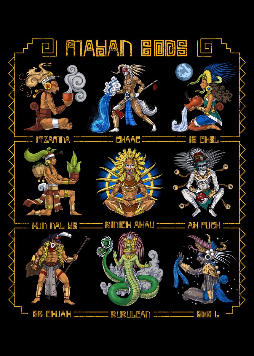 Ancient Mayan Gods Poster Picture Metal Print Paint By Ancient Mayan Gods Poster Picture Metal Print Paint By