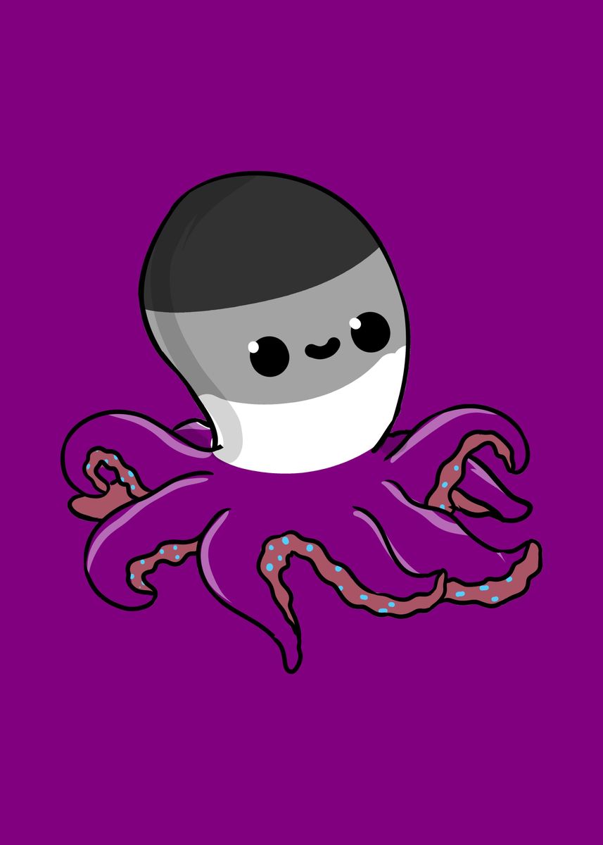 'Asexual Octopus Ace Pride' Poster, picture, metal print, paint by ...