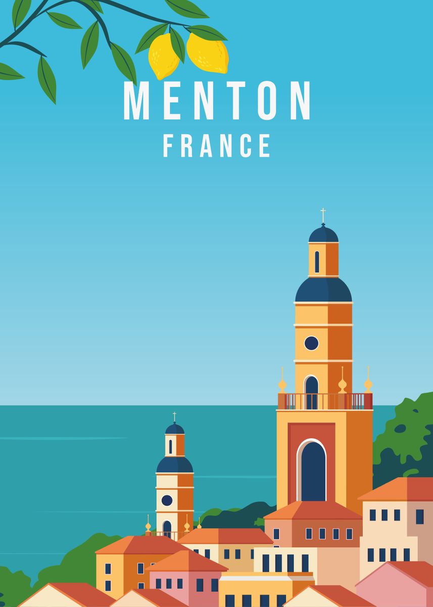 'Scenery of Menton' Poster by FlyingBlade | Displate