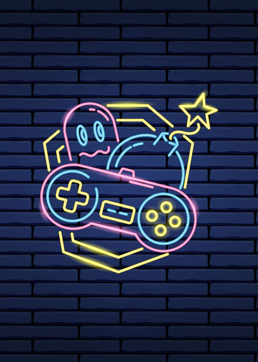 'video games in neon' Poster by Twenty Artstyle | Displate