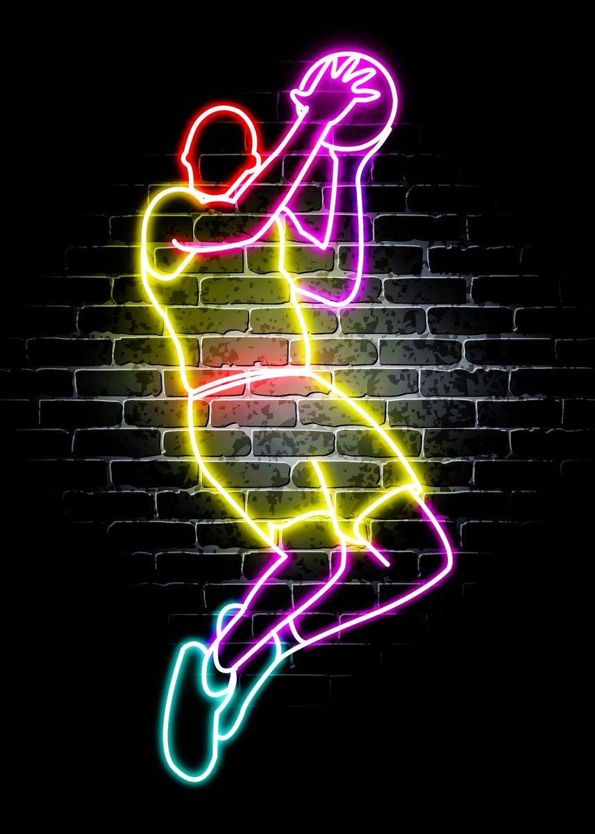 'Basketball Neon' Poster, picture, metal print, paint by Football ...
