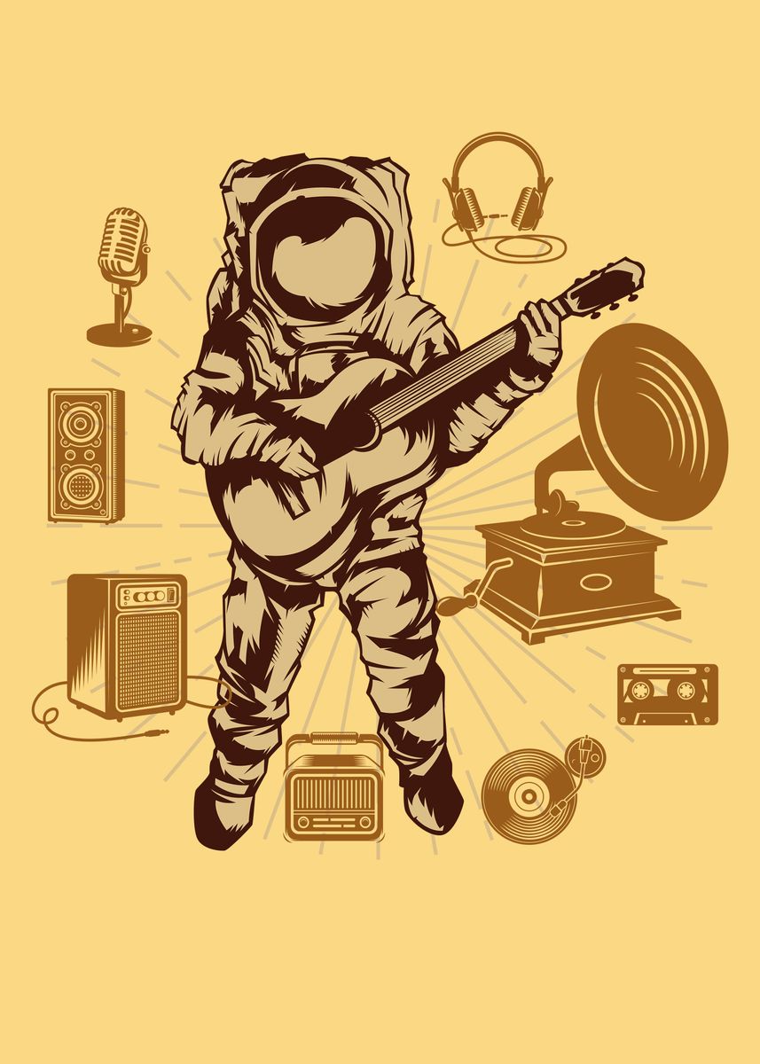 'music astronaut' Poster by aris febriyanto | Displate